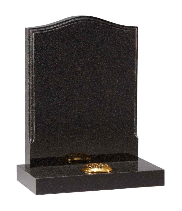 Dark Grey Granite Headstone with Polished Moulded Edges - Memorial ...