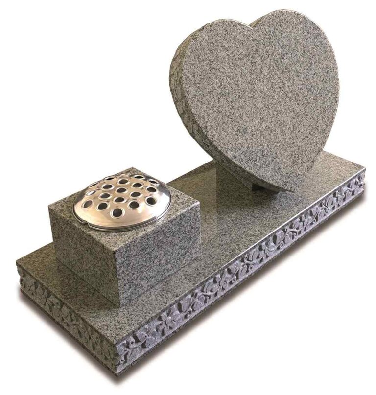 Karin Grey Granite Heart and Vase Cremation Memorial - Memorial Perfection
