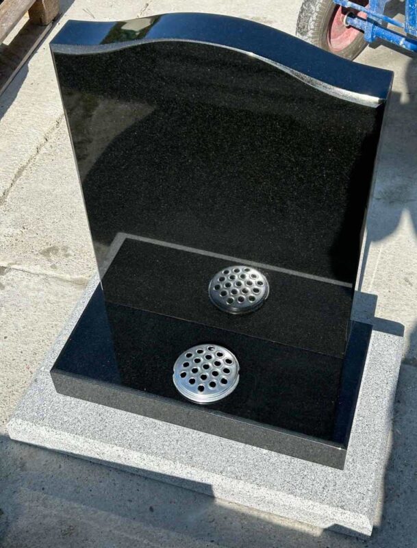 Black Granite Ogee Headstone Memorial with Chamfered Edges - Memorial ...