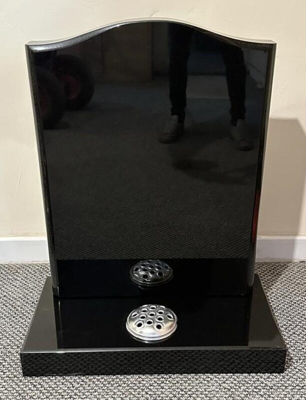 Black Granite Ogee Headstone Memorial with Round Chamfered Edges ...