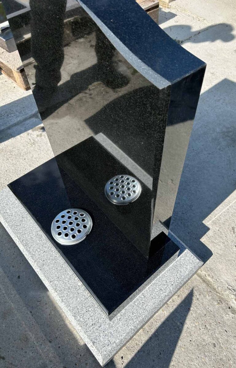 Black Granite Ogee Headstone Memorial with Chamfered Edges - Memorial ...