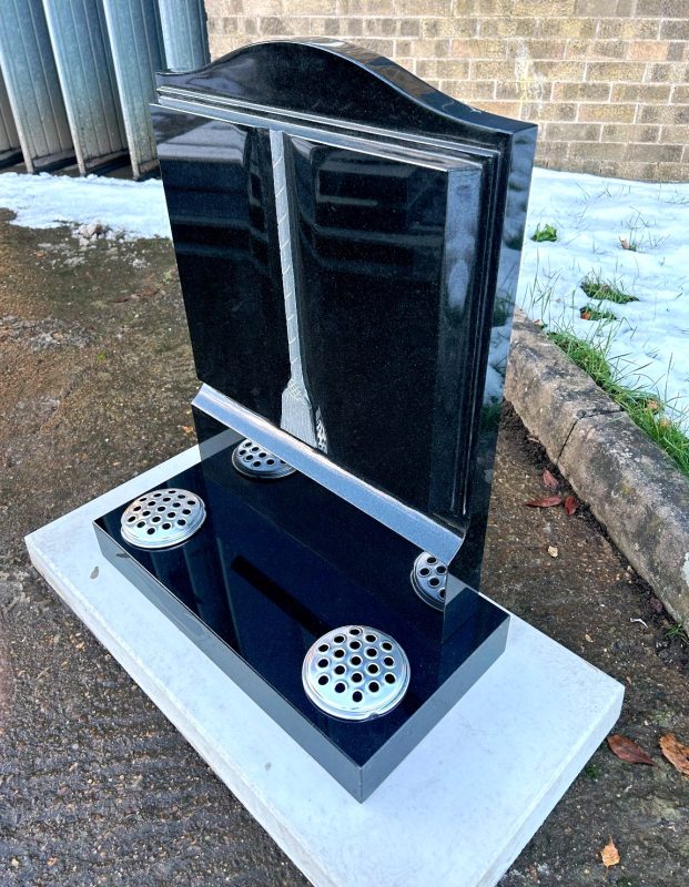 Black Granite Upright Book Memorial - Memorial Perfection